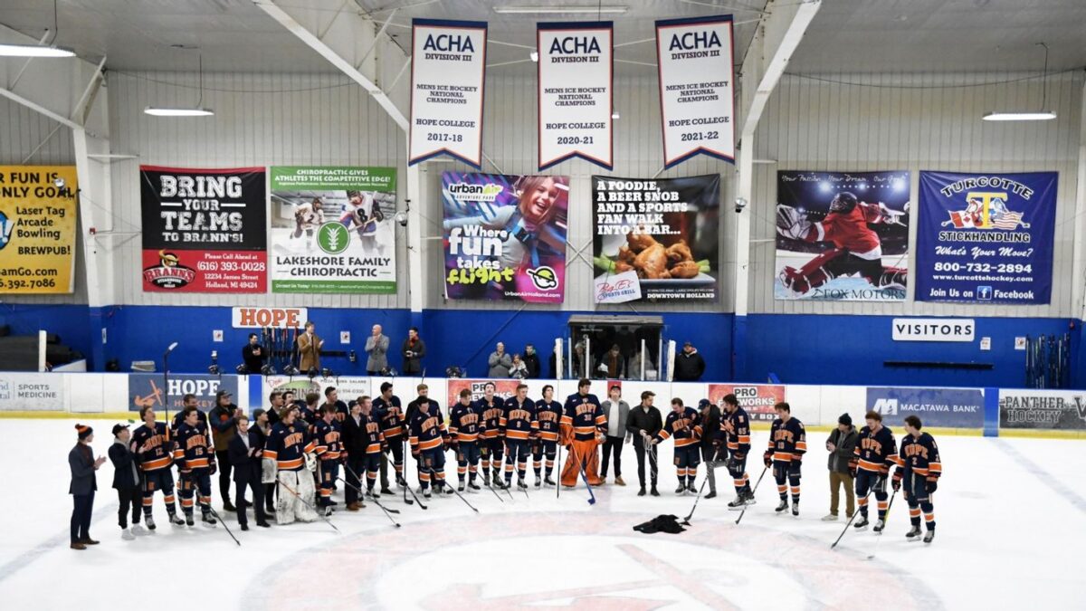 Hope Hockey Raises Banner, Sweeps Calvin | American Collegiate Hockey ...